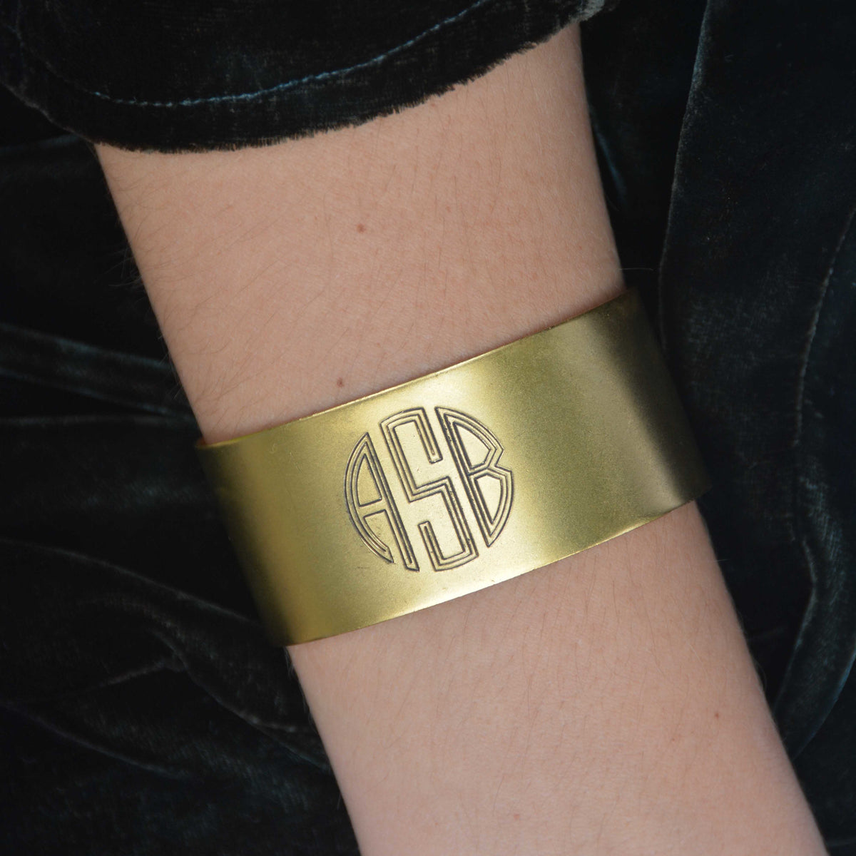 Custom Machine Engraved Wide Monogram Cuff Bracelet – Ex Voto Vintage