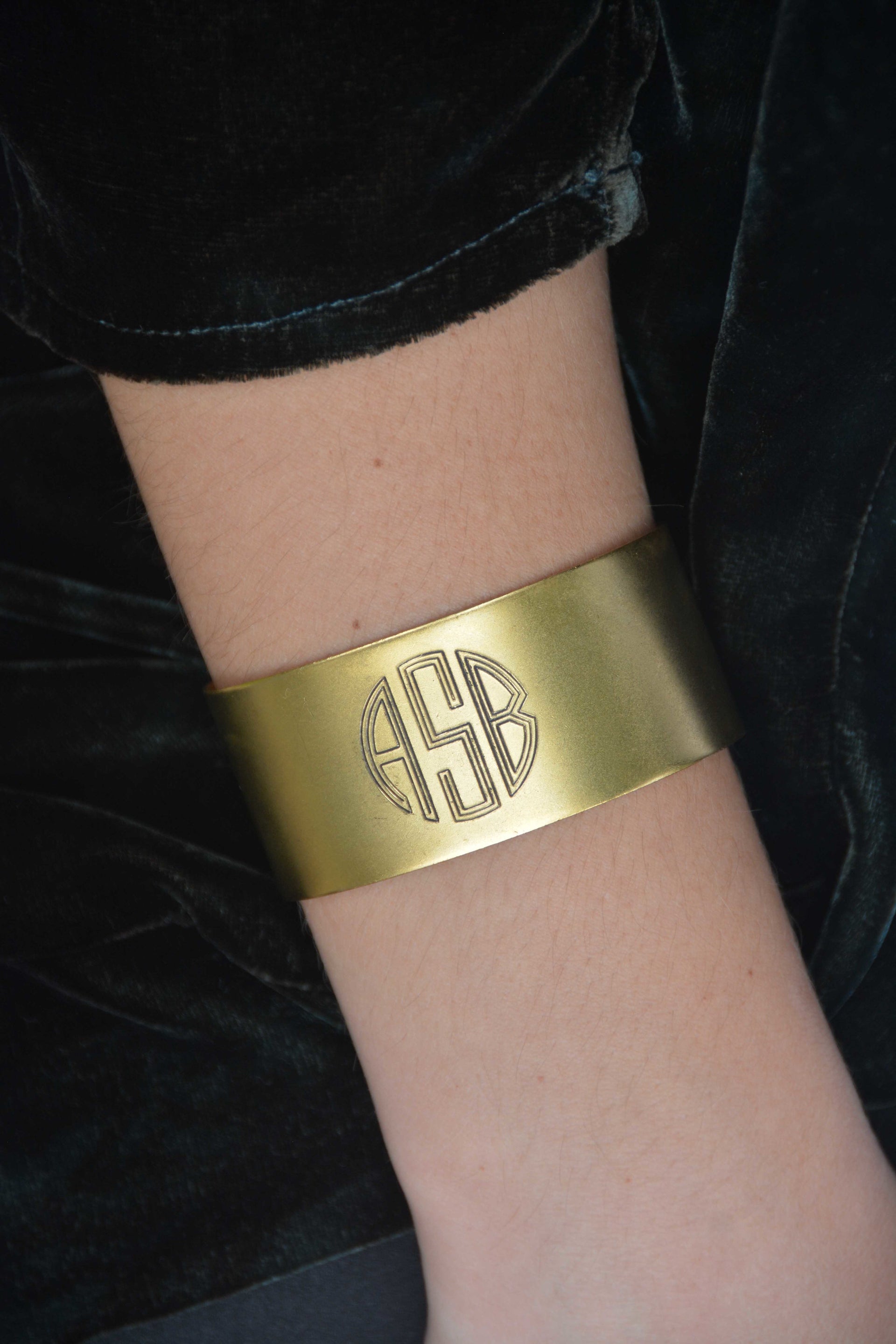 Custom Machine Engraved Wide Monogram Cuff Bracelet – Ex Voto Vintage